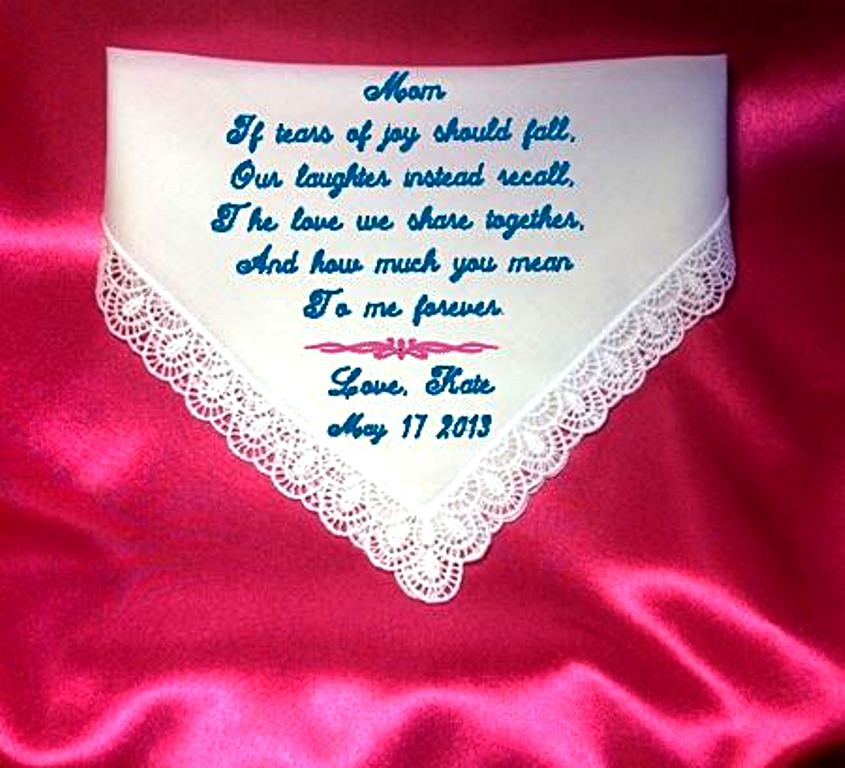 Mother Of The Bride Heirloom Embroidered, Personalized Hanky, Gift ...
